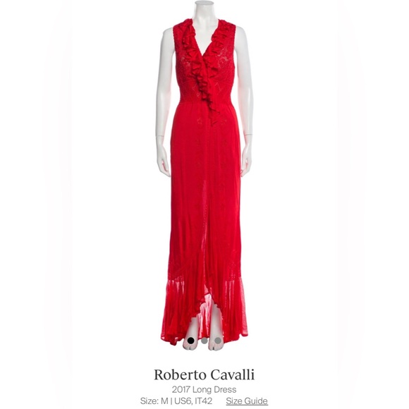 Roberto Cavalli | Dresses | Roberto Cavalli Red Gown | Poshmark